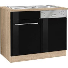 KOCHSTATION Sp&uuml;lenschrank &raquo;KS-Eton&laquo; Breite 110 cm, inkl. T&uuml;r/Sockel f&uuml;r Geschirrsp&uuml;ler schwarz eiche sonoma, B/H/T: 110cm x 85cm x 60cm, T&uuml;ren: 1 Stk.