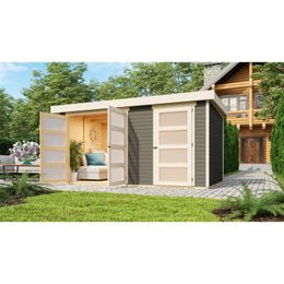 Karibu Gartenhaus &raquo;M&uuml;hlentrup 2&laquo; grau Holzwerkstoff ohne Fu&szlig;boden, ohne Dacheindeckung