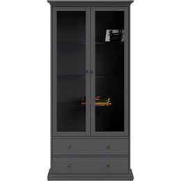 Home Affaire Vitrine &raquo;Paris Glasvitrine Vitrinenschrank Ausstellung Sammelvitrine&laquo; mit 2 Glast&uuml;ren und 2 Schubladen, Breite, 96 cm, H&ouml;he 200 cm grau 