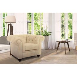 Home Affaire Sessel &raquo;Duc Chesterfield&laquo; hochwertige Knopfheftung im R&uuml;cken, Samtoptik mit changierender Optik beige Samtoptik (100% Polyester);