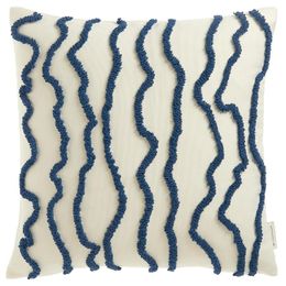 Tom Tailor HOME Dekokissen &raquo;Wavy&laquo; bestickt, mit hohem Baumwollanteil blau Mischgewebe B/L: 45cm x 45cm, 1 Stk.