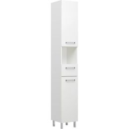 Hochschrank &raquo;Quickset Badschrank 30 cm breit, 2 T&uuml;ren, 1 Nische, 1 Schublade&laquo; Badezimmer-Hochschrank inkl. T&uuml;rd&auml;mpfer, Griffe in Chrom gl&auml;nzend wei&szlig; 
