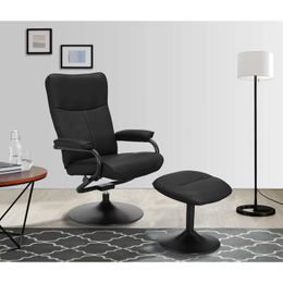 Home Affaire Relaxsessel &raquo;Istad, TV-Sessel, Sessel mit Hocker und Schlaffunktion,&laquo; mit Drehfu&szlig;, nordisches Design und Hocker schwarz 100% Polyurethane