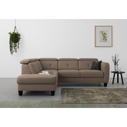 Sit & More sit&more Ecksofa &raquo;Belluci L-Form&laquo; inklusive Federkern, wahlweise mit Schlaffunktion und Bettkasten braun B/H/T: 249cm x 85cm x 195cm, Luxus-Microfaser