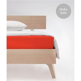 Fleuresse Spannbettlaken &raquo;Colours in Gr. 90x200, 140x200 oder 180x200 cm&laquo; Mako Satin, f&uuml;r Matratzen bis 23 cm H&ouml;he, Bettlaken, Spannbetttuch rot Mako-