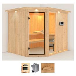Karibu Sauna &raquo;Frigga 3&laquo; Set, Ofen 9 KW externe Strg easy beige Saunaofen, externe Steuerung, 9 kW