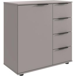 wimex Kombikommode &raquo;Tilburg, 81x43x83cm, Made in Germany&laquo; mit schwarzen Metallgriffen, Stauraum hinter 1 T&uuml;r und in 4 Schubladen grau Holzwerkstoff B/H/T: 
