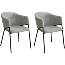 ByLiving Esszimmerstuhl &raquo;YORK&laquo; (Set) 2 Stk.Strukturstoff in grau, bis 110 kg, Schaumstoff, 4-Fu&szlig;gestell grau Metall, Stoff B/H/T: 54cm x 78cm x 60cm, 