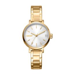 DKNY Damen DKNY Quarzuhr &raquo;Soho Glitz&laquo; Armbanduhr, Damenuhr, Edelstahlarmband, analog gold Einheitsgr&ouml;&szlig;e