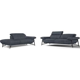 Egoitaliano Sofa &raquo;Anais, Design mit hohem Sitzkomfort, Fu&szlig;farbe schattengrau&laquo; Set, Kopfteil verstellbar, Luxus-Microfaser, dunkelgrau grau Luxus-Microfaser, 