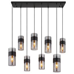 Globo LIGHTING H&auml;ngeleuchte &raquo;SCARFINA&laquo; E27 1 Stk. Schwarze H&auml;ngeleuchte mit Rauchglas, h&ouml;henverstellbar, 8x E27 schwarz 8, H: 150cm, 1 Stk.