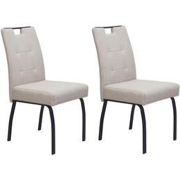 Hela 4-Fu&szlig;stuhl &raquo;LINZ, Esszimmerstuhl, Komfortstuhl&laquo; (Set) 2 Stk.XL-Sitz,elegante Griffleiste,Komfortsitz mit Federkern,140kg belastbar beige Metall, 