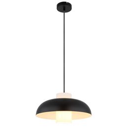 Globo LIGHTING H&auml;ngeleuchte &raquo;LOWE&laquo; E27 1 Stk. H&auml;ngelampe schwarz Glas opal Zylinder DM 11cm &Oslash; 38cm H: 120cm, 1 Stk.