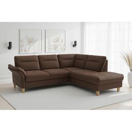 Sit & More sit&more Ecksofa &raquo;Pamela, B: 218 cm, L-Form, wahlweise mit Schlaffunktion und Bettkasten&laquo; mit Federkern und Liegefl&auml;che aus Originalstoff beige 100% 