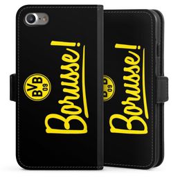 DeinDesign iPhone 8 Handy Klapph&uuml;lle Handyh&uuml;lle aus Kunst Leder schwarz Flip Case Bvb Borussia Dortmund Borusse Sideflip mit Lasche