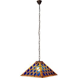 N&auml;ve n&auml;ve Pendelleuchte &raquo;Pyra&laquo; E27 Tiffany-Stil pyramidenf&ouml;rmig Glas blau/gold 1xE27 Pendel 80cm blau 1, &Oslash; 40cm H: 101cm