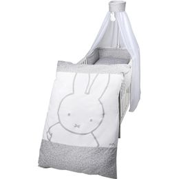 Roba Himmelbettgarnitur &raquo;miffy &laquo; 4-tlg., mit Bettw&auml;sche, Nestchen und Himmel grau Baumwolle Einheitsgr&ouml;&szlig;e