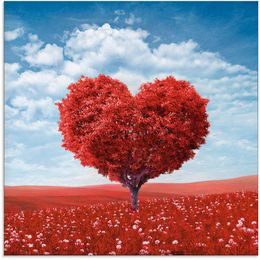 Artland Glasbild &raquo;Baum in Form eines Herzens&laquo; Herzen 1 Stk. tlg. in verschiedenen Gr&ouml;&szlig;en rot B/H/T: 30cm x 30cm, Glasbild Herzen, 1 Stk.