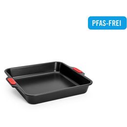 Woll Backform &raquo; Let's bake! Kuchenform, viereckig, 28x28 cm&laquo; mit Antihaftversiegelung und integrierten Silikongriffen, PFAS-Frei schwarz Aluminium B/H