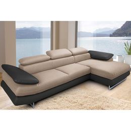COTTA Ecksofa &raquo;Solution L-Form, B:286cm,modern mit Relaxarmlehne, Wellenunterfederung&laquo; mit Arm- & Kopfteilverstellung, wahlweise mit Schlaffunktion 