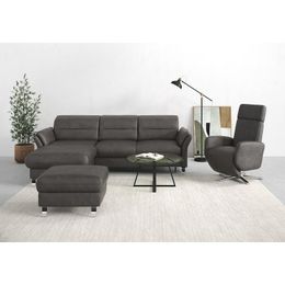 Sit & More sit&more Ecksofa &raquo;Grenoble L-Form mit Federkern&laquo; wahlweise mit Schlaffunktion, Bettkasten, Arm- und Kopfteilverstellung grau B/H/T: 251cm x 85cm x 