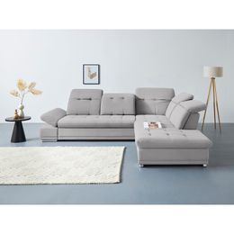COTTA Ecksofa &raquo;Holiday L-Form mit Sitztiefen-, Armteil- und Kopfteilverstellung&laquo; wahlweise mit Schlaffunktion & Bettkasten grau 90% Polyester, 10% 
