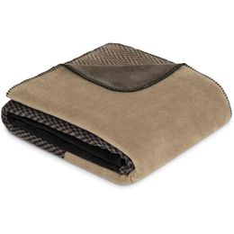 Bugatti Wohndecke &raquo;Wohndecke Bugatti&laquo; mit modernem Patchwork-Design beige Baumwolle, Polyacryl, Polyester B/L: 150cm x 200cm