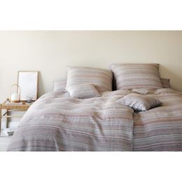 Elegante Bettw&auml;sche &raquo;Flair&laquo; 2 Stk. angenehmes Hautgef&uuml;hl beige Halbleinen, Obermaterial: 50% Baumwolle, 50% Leinen B/L: 135cm x 200cm, 1 Stk., 1 Stk., 
