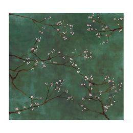 SUPERFRESCO EASY Fototapete &raquo;Chinesische Bl&uuml;te&laquo; botanisch glatt Gr&uuml;n - 300x280cm gr&uuml;n Vlies B/L: 3m x 2,8m