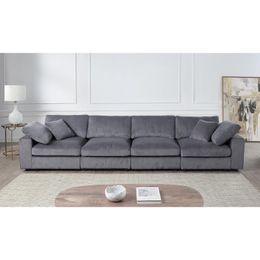 OTTO home 4-Sitzer &raquo;Berny, individuell stellbar, Modul-Sofa&laquo; inklusive 2 gro&szlig;en & 2 kleinen Zierkissen im flauschigen Cord grau 100% PES B/H/T: 351cm 