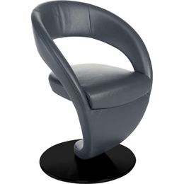K+w Komfort & Wohnen K+W Komfort & Wohnen Esszimmerstuhl &raquo;Wave, Drehstuhl&laquo; () Design-Drehstuhl, schwarzer Drehteller blau Bronco: Nappaleder pigmentiert, Dickleder, 1, 3/1