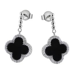 Firetti Damen Paar Ohrstecker &raquo;Schmuck Geschenk Silber 925 Ohrschmuck Ohrringe Kleeblatt&laquo; mit Zirkonia (synth.), Onyx schwarz Silber 925 (