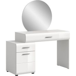 Welltime Schminktisch &raquo;FLORENZ, hochwertige MDF-Front, Rillenfr&auml;sung, 2 Schubladen, Spiegel&laquo; 1 Stk. tlg. Schminktisch, Schminktisch mit Spiegel, 