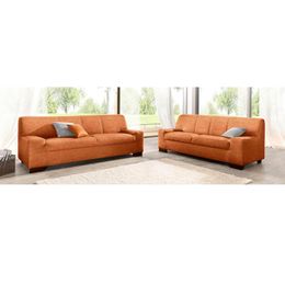 DOMO collection Polstergarnitur &raquo;Norma kubisch und zeitlos&laquo; Set, 2 Stk. tlg. bestehend aus je einem 2- und 3-Sitzer orange B/H/T: 74cm, Microfaser 