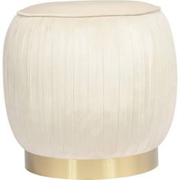 Kayoom Polsterhocker &raquo;Hocker Lyla 125, Edler Touch durch goldenen Sockel, Samtbezug&laquo; 1 Stk. tlg. samtweich, gesteppte Ziernaht, Edelstahlsockel, Hochwertiger