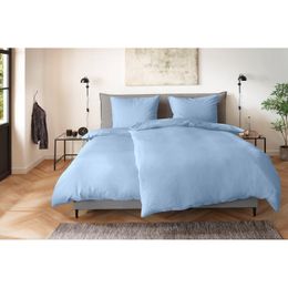 Primera Bettw&auml;sche &raquo;Soft-Seersucker-Bettw&auml;sche Uni&laquo; 2 blau Soft-Seersucker, Obermaterial: 100% Baumwolle B/L: 135cm x 200cm, 1 Stk., 1 Stk., Soft-Seersucker, 