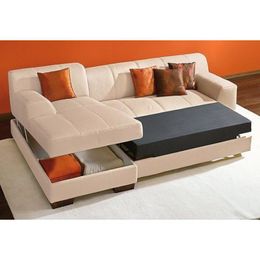Home Affaire Ecksofa &raquo;Falk klare Linien, elegant und zeitlos, L-Form&laquo; mit Federkern und wahlweise mit Bettfunktion beige B/H/T: 262cm x 77cm x 159cm, 