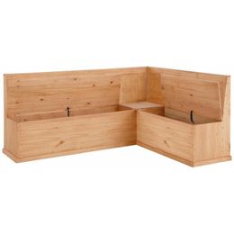 OTTO home Eckbank &raquo;Sara&laquo; aus massivem Kiefernholz, Paneel R&uuml;ckenlehne, zwei Breiten beige FSC -zertifiziertes Massivholz B/H/T: 200cm x 90cm x 53cm