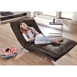W.Schillig Relaxliege &raquo;daily dreams&laquo; in Waffelkissen-Optik, wahlweise mit Motor, Freischwingergestell braun Stoff S37 (100% Polyester) B/H/T: 95cm x 