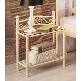 Home Affaire Nachtkonsole beige Metall B/H/T: 43cm x 63cm x 31cm, 1 St&uuml;ck