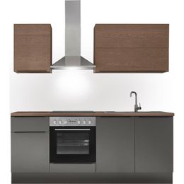 KOCHSTATION K&uuml;chenzeile &raquo;Cocco B/H/T 210x211x60 cm&laquo; Breite 210 cm, wahlweise mit E-Ger&auml;ten und Induktion braun B/H/T: 210cm x 211cm x 60cm, ohne E-