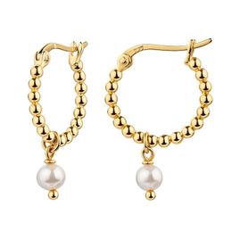 Firetti Damen Paar Creolen &raquo;Schmuck Geschenk Silber 925 Ohrschmuck Ohrringe Kugeln&laquo; mit S&uuml;&szlig;wasserzuchtperle gold 4mm, Perlen Silber 925 (