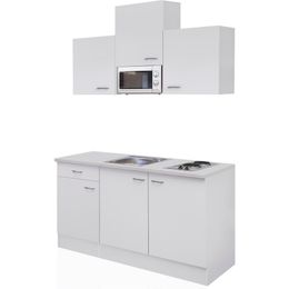 Flex-Well Pantryk&uuml;che &raquo;Wito&laquo; Gesamtbreite 150cm, mit Mikrowelle und Kochfeld, viele Farbenvarianten wei&szlig; B/H/T: 150,5cm x 200cm x 60cm