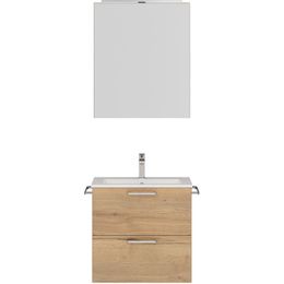 Nobilia Badm&ouml;bel-Set &raquo;Tolvina&laquo; vormontiert, mit Soft-Close, 2 Stk. tlg. braun B/H/T: 61cmcm x 169cmcm x 48,7cmcm, Griffe edelstahlfarbig