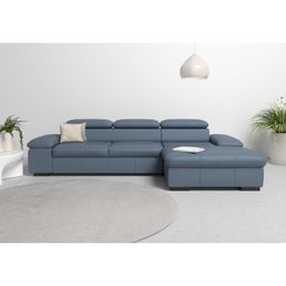 OTTO home Ecksofa &raquo;Alberto L-Form&laquo; mit Kopfteilverstellung, wahlweise mit Schlaffunktion blau Luxus-Microfaser Lederoptik (100% Polyester);Luxus-