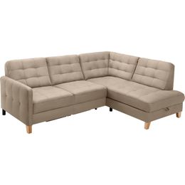 exxpo - sofa fashion Ecksofa &raquo;Elio, kompakt & bequem, zeitloses Design, Breite 228cm, L-Form&laquo; wahlweise mit Bettfunktion und Bettkasten braun B/H/T: 