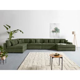 Home Affaire Wohnlandschaft &raquo;Skara XXL U-Form&laquo; Lounge-Sofa XXL mit Federkern-Polsterung, in vielen Bezugsvarianten gr&uuml;n 100% Polyester B/H/T: 510cm x 