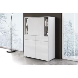 OTTO home Sekret&auml;r &raquo;Paris, Moderner PC-Schrank mit klappbarer Arbeitsfl&auml;che&laquo; 1 Stk. tlg. 2 Schubladen, Push-to-Open und verstellbare Einlegeb&ouml;den, 