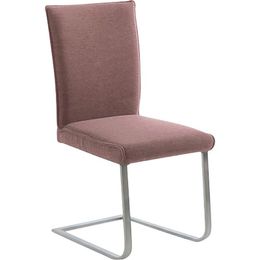 K+w Komfort & Wohnen K+W Komfort & Wohnen Freischwinger &raquo;Santos III&laquo; () mit Sattlernaht, Gestell aus Edelstahl, hochwertiger Sitzkomfort rosa B/H/T: 47cm x 99cm x 62cm, 