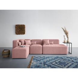 Home Affaire Ecksofa &raquo;Sundstrup L-Form&laquo; Modulserie, individuelle Zusammenstellung rosa 100% Polyester B/H/T: 303cm x 76,5cm x 93cm, Samtoptik, 
